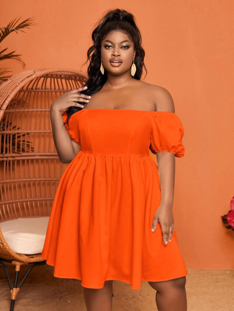 Off Shoulder Puff Sleeve Dress Her Styls